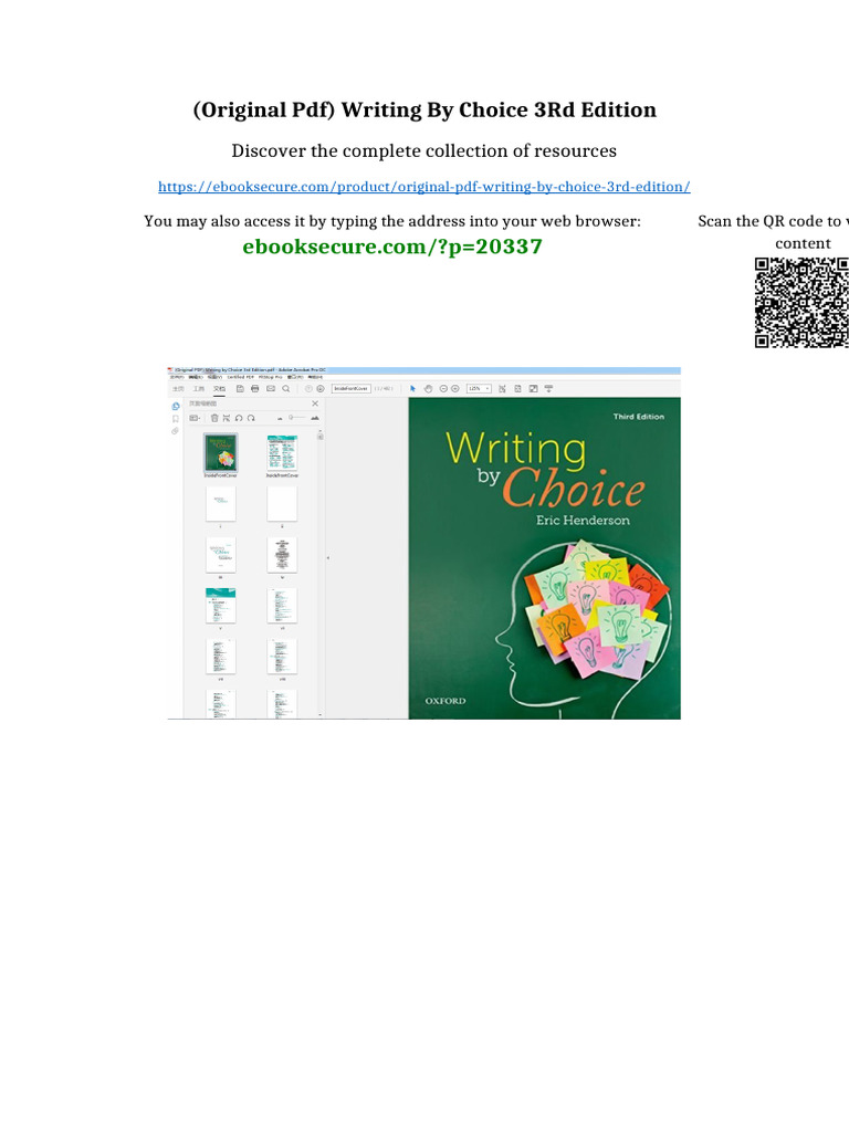 (Original PDF) Writing by Choice 3rd Edition All Chapters Available ...