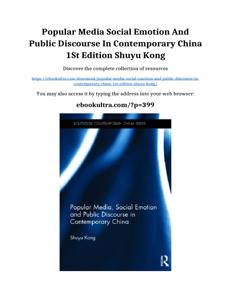 Popular Media Social Emotion and Public Discourse in Contemporary China ...