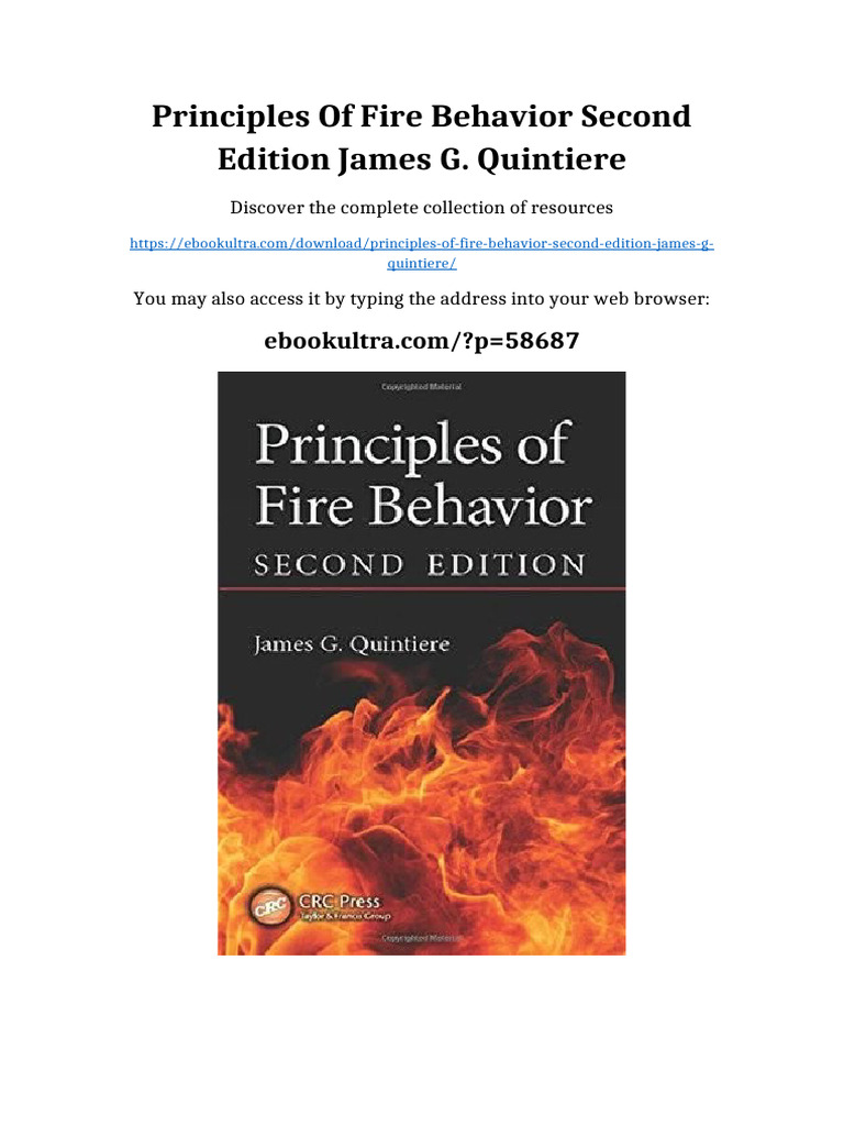 Principles of Fire Behavior Second Edition James G. Quintiere digital ...
