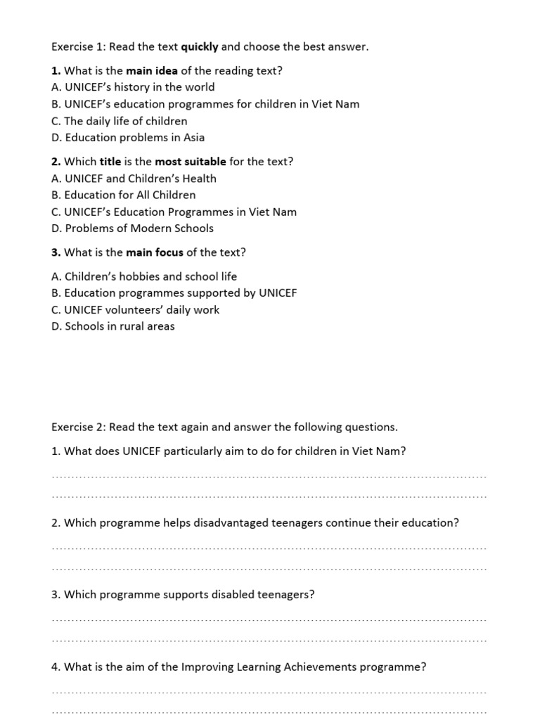 Reading Exercise | PDF