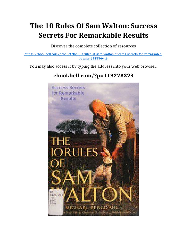 The 10 Rules of Sam Walton: Success Secrets for Remarkable Results ...