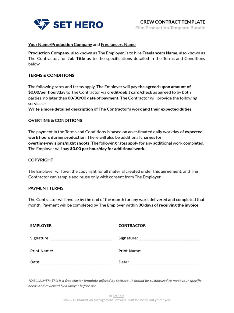 P5 Film Crew Contract | PDF