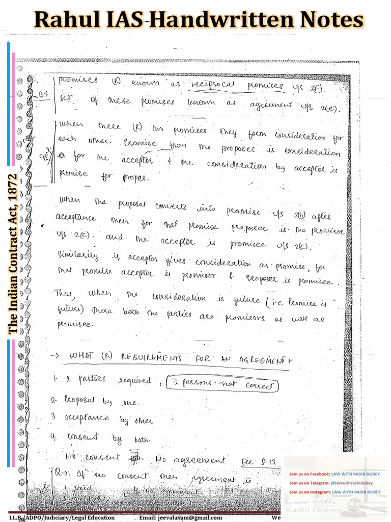Contract Act-Rahul IAS English Handwritten Notes | PDF | Legal ...