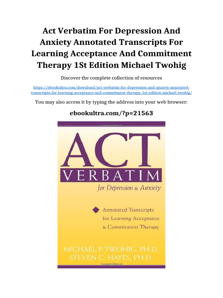 Act Verbatim For Depression and Anxiety Annotated Transcripts For ...