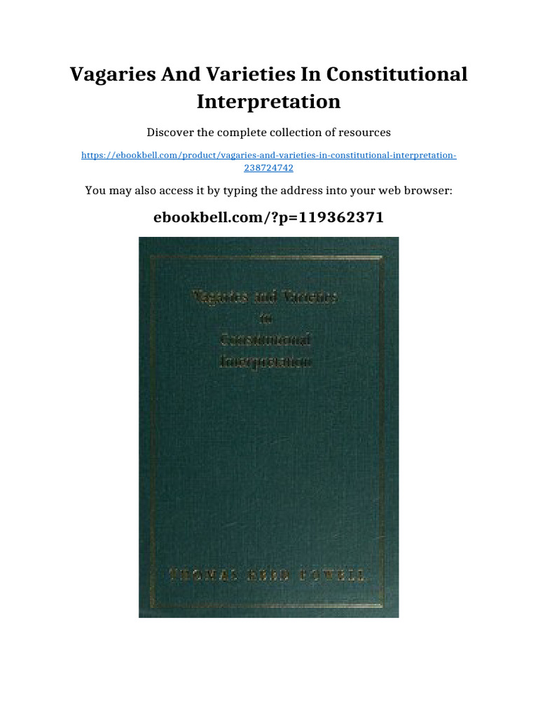 Vagaries and varieties in constitutional interpretation pdf version ...