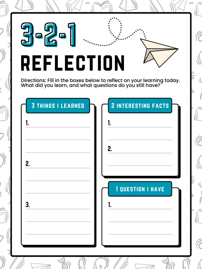 3-2-1 Learning Reflection Exit Ticket Worksheet (1) | PDF