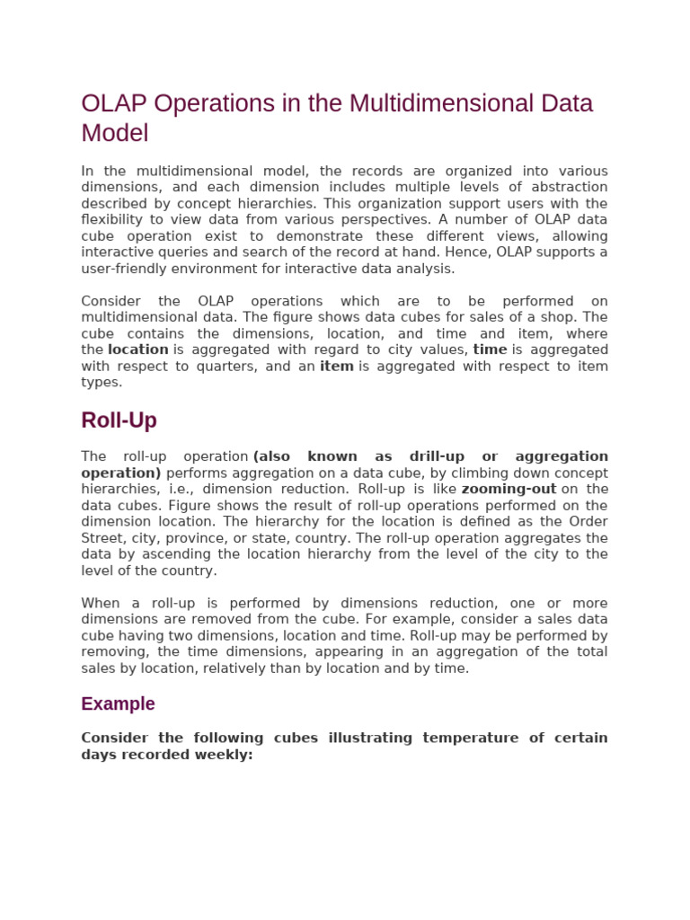 OLAP Operations | PDF | Information Technology | Data Management