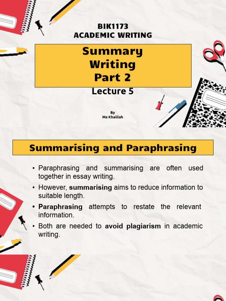 04 Summary Writing Part 2 Pptx-1 | PDF | Citation | Linguistics