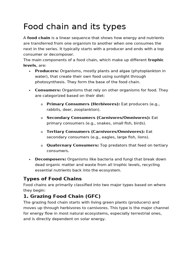 Food Chain and Its Types | PDF | Food Web | Foods