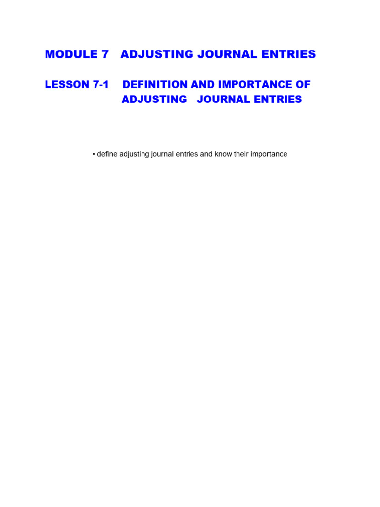 Mod. 7 Adjusting Entries | PDF | Depreciation | Debits And Credits