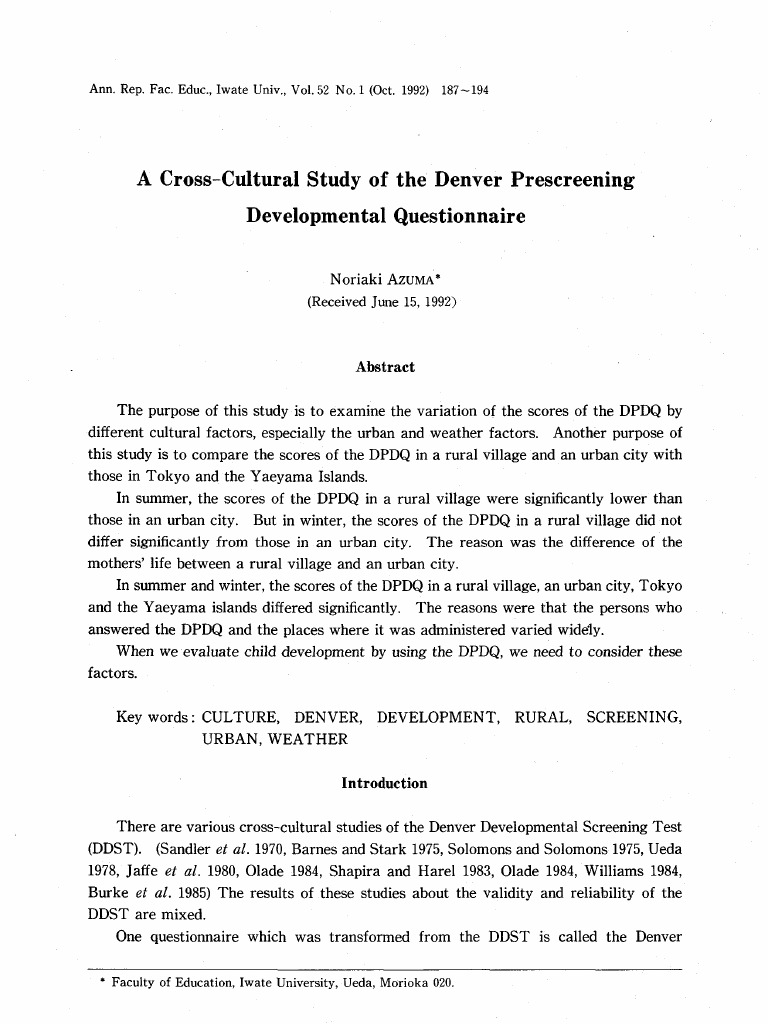 Denver Developmental Screening Test | PDF | Health Care | Evaluation ...