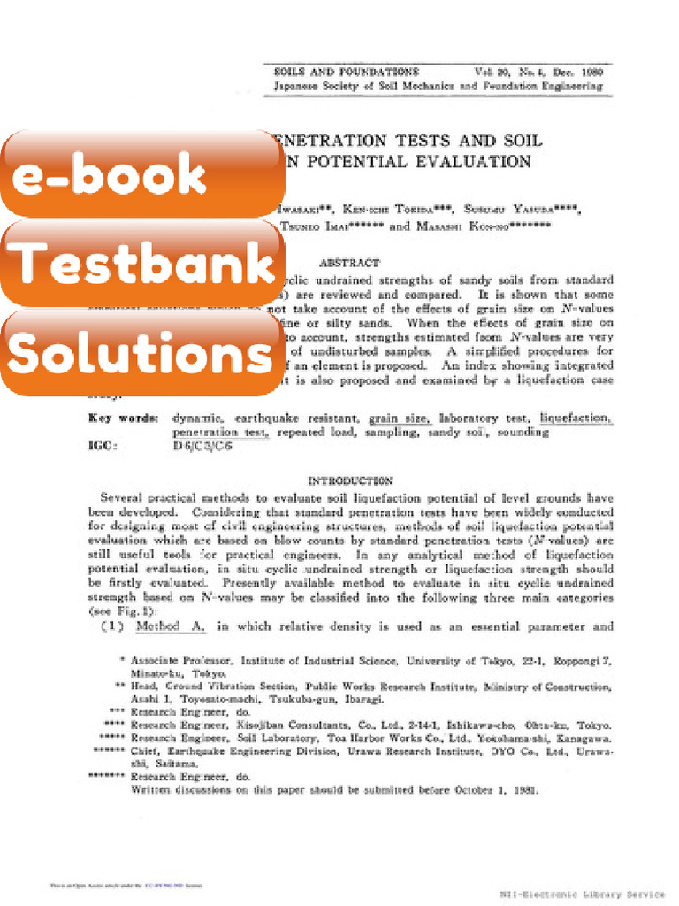 eBook & Testbank Standard Penetration Tests and Soil Liquefaction ...