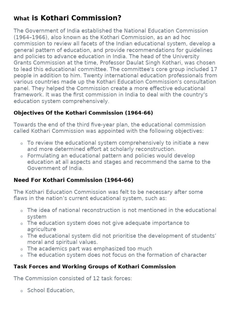What Is Kothari Commission | PDF