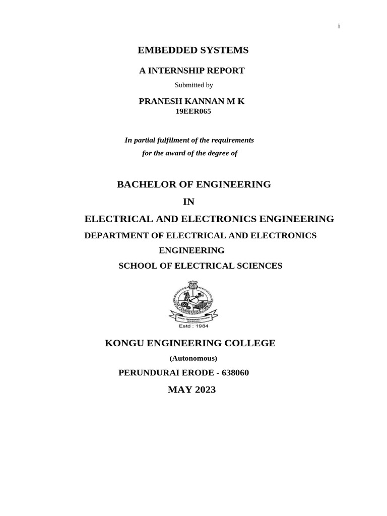 Embedded Intern - Pranesh | PDF | Embedded System | Microcontroller