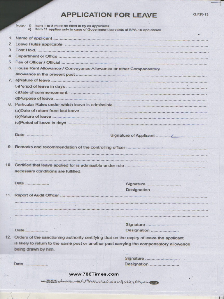 Application Form for Ex Pakistan Leave1 | PDF