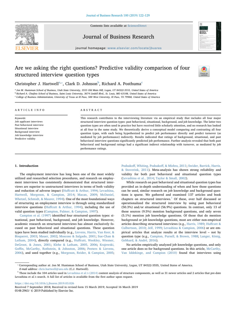 JOURNAL_Are We Asking the Right Questions | PDF | Validity (Statistics ...