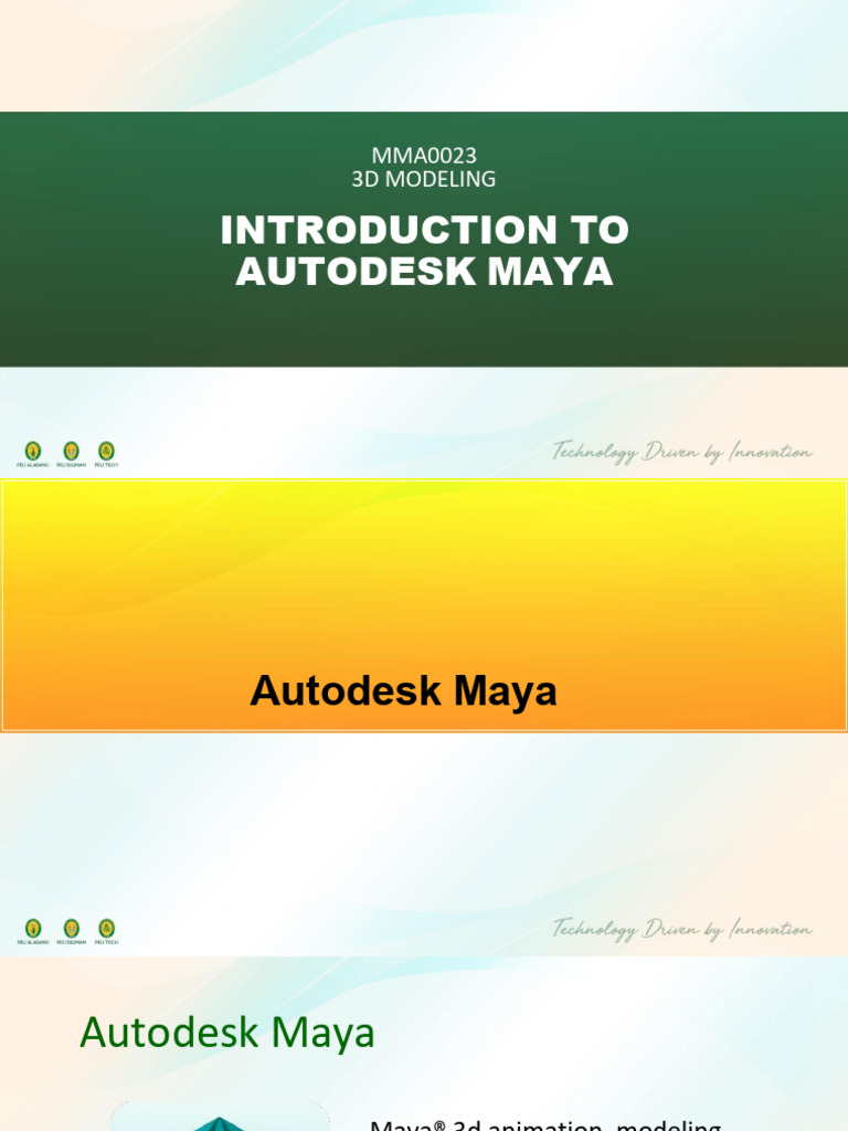 Introduction To Autodesk Maya | PDF | Autodesk Maya | 3 D Computer Graphics