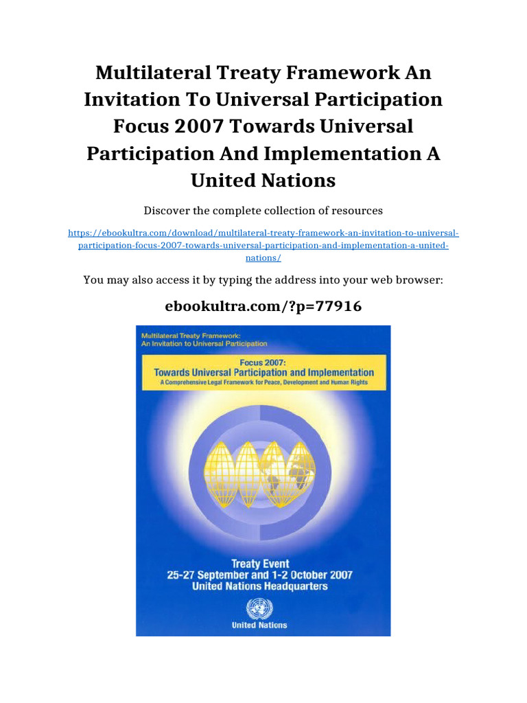 Multilateral Treaty Framework An Invitation to Universal Participation ...