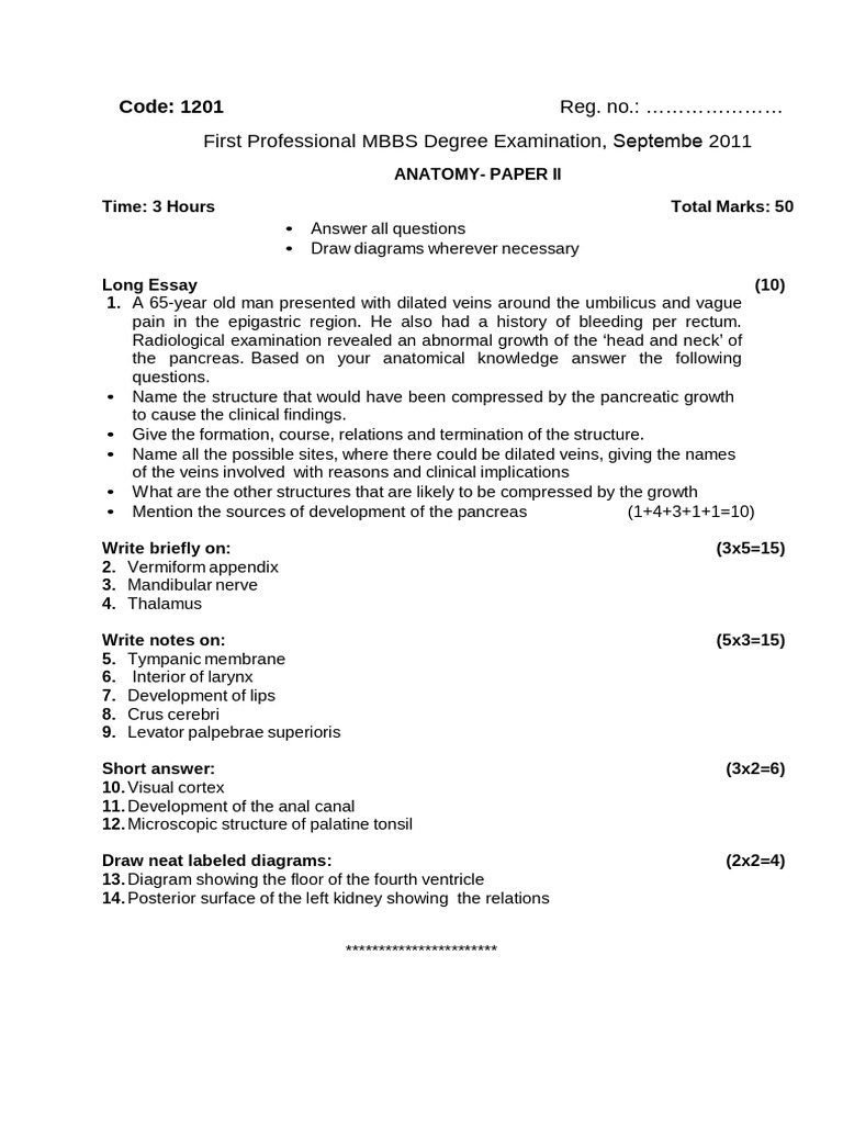 Microsoft Word - AnatomyII - Anatomy - Paper II | PDF