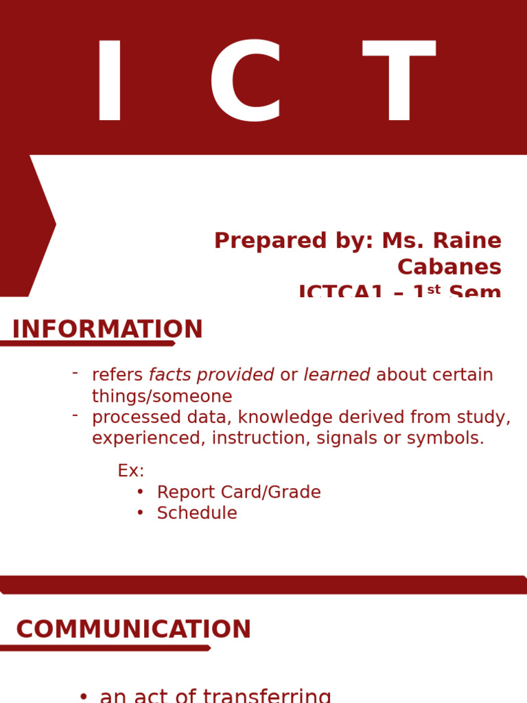 Lesson 1 ICT Introduction | PDF