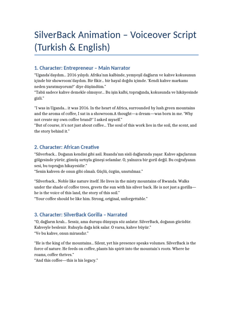 1silverback Voiceoverscript Tr En | PDF