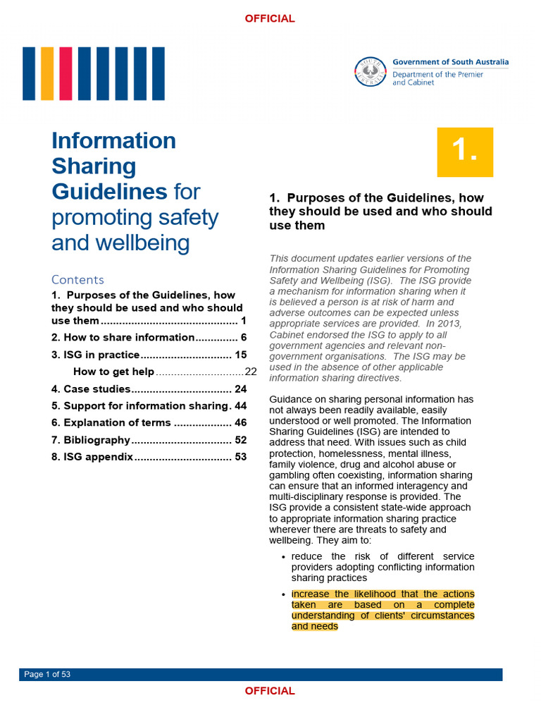 Information Sharing Guidelines | PDF | Consent | Informed Consent