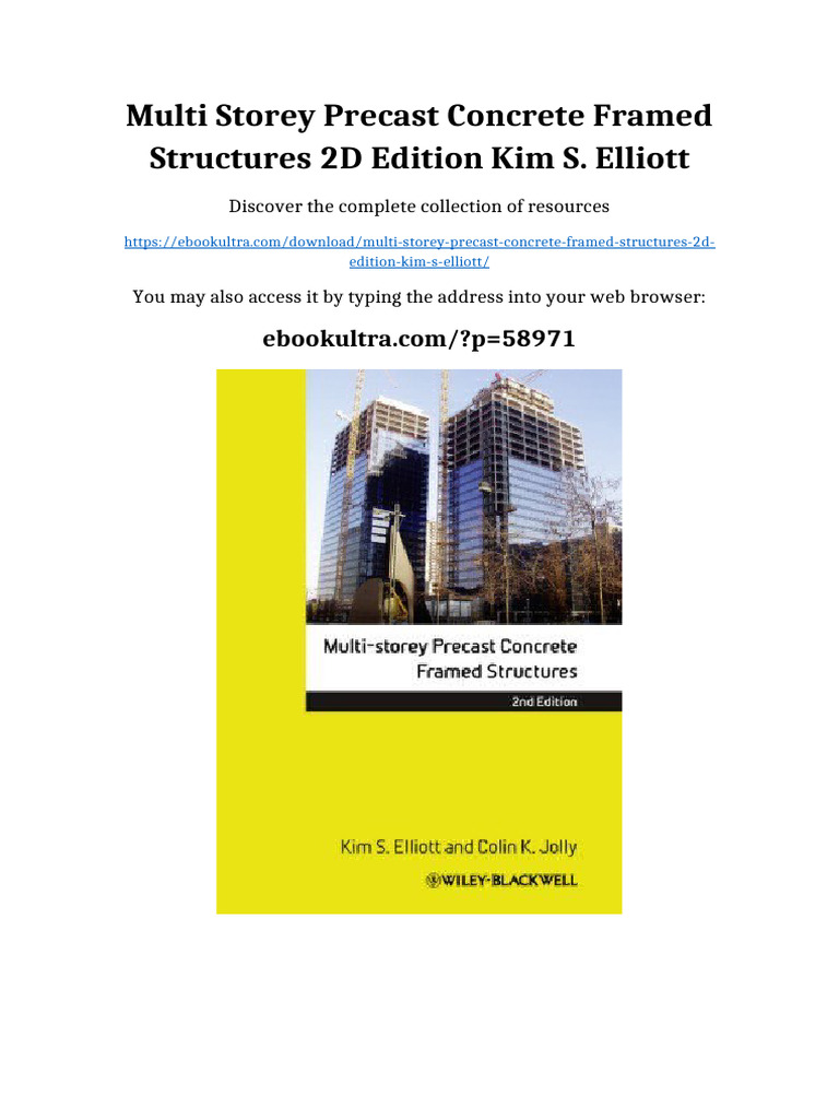 Multi Storey Precast Concrete Framed Structures 2d Edition Kim S ...