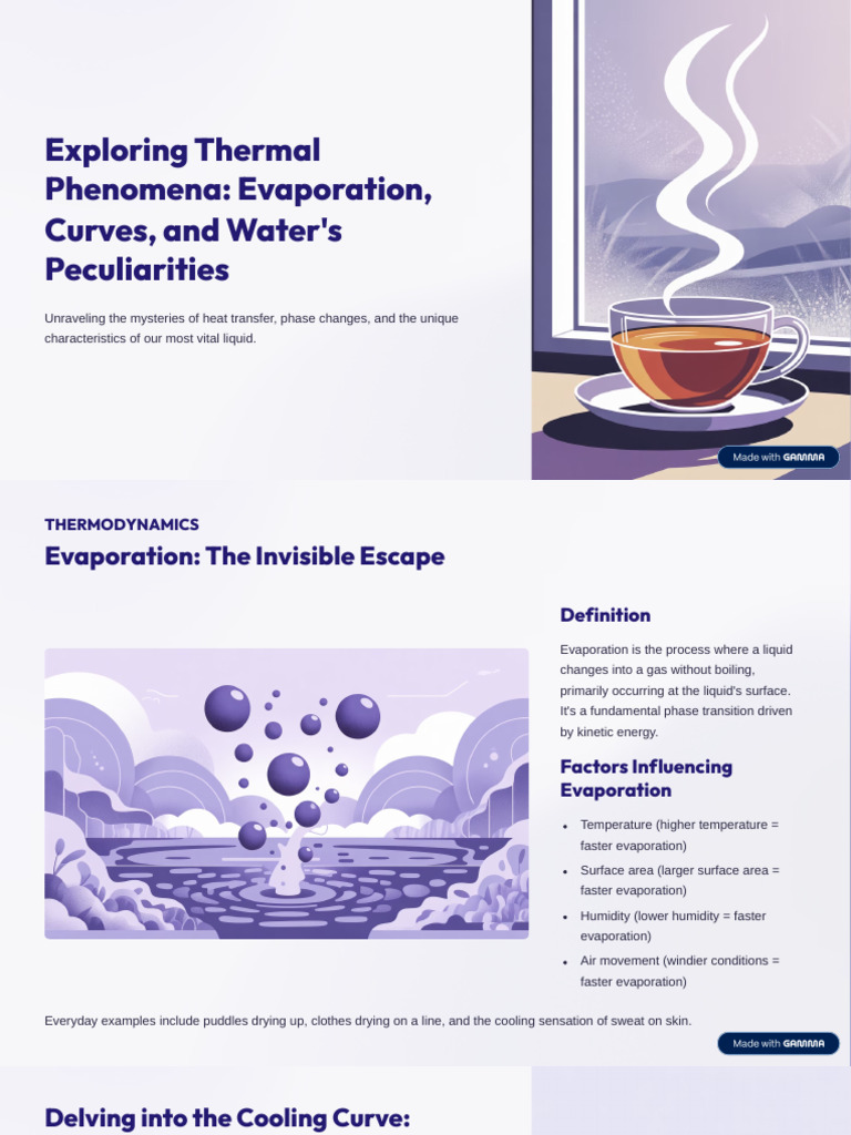Exploring Thermal Phenomena Evaporation Curves and Waters Peculiarities ...