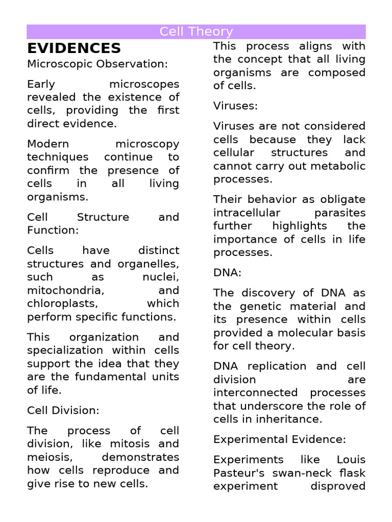 Cell Theory | PDF | Cell (Biology) | Organisms