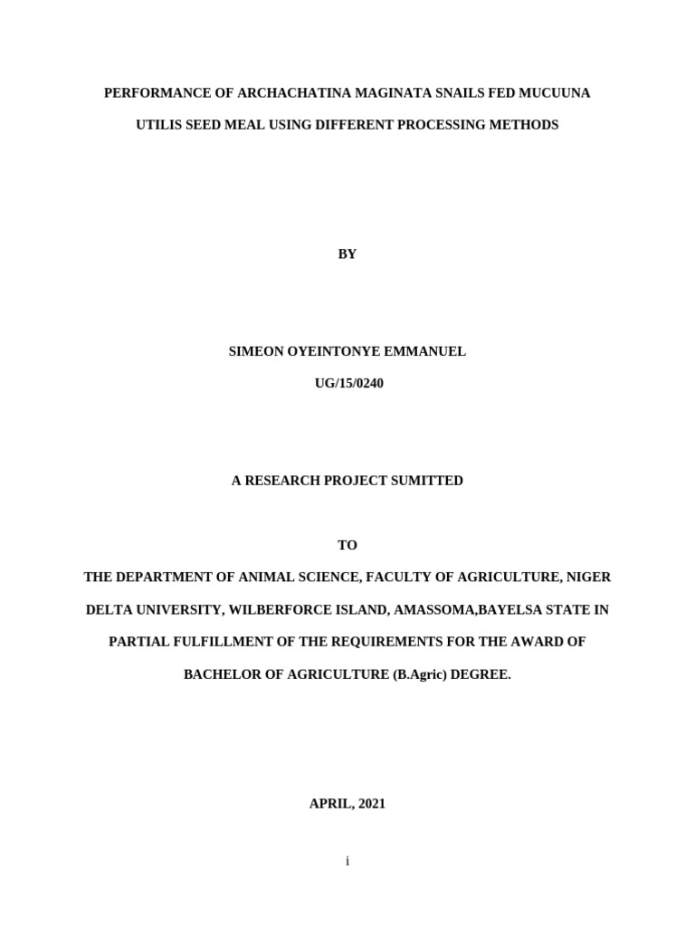 Complete Emmanuel Project-1 | PDF | Fat | Biology
