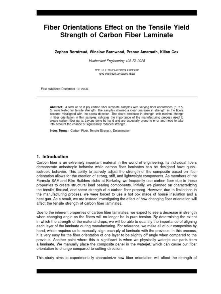 ME 103 Carbon Fiber Laminate Testing | PDF | Deformation (Engineering ...