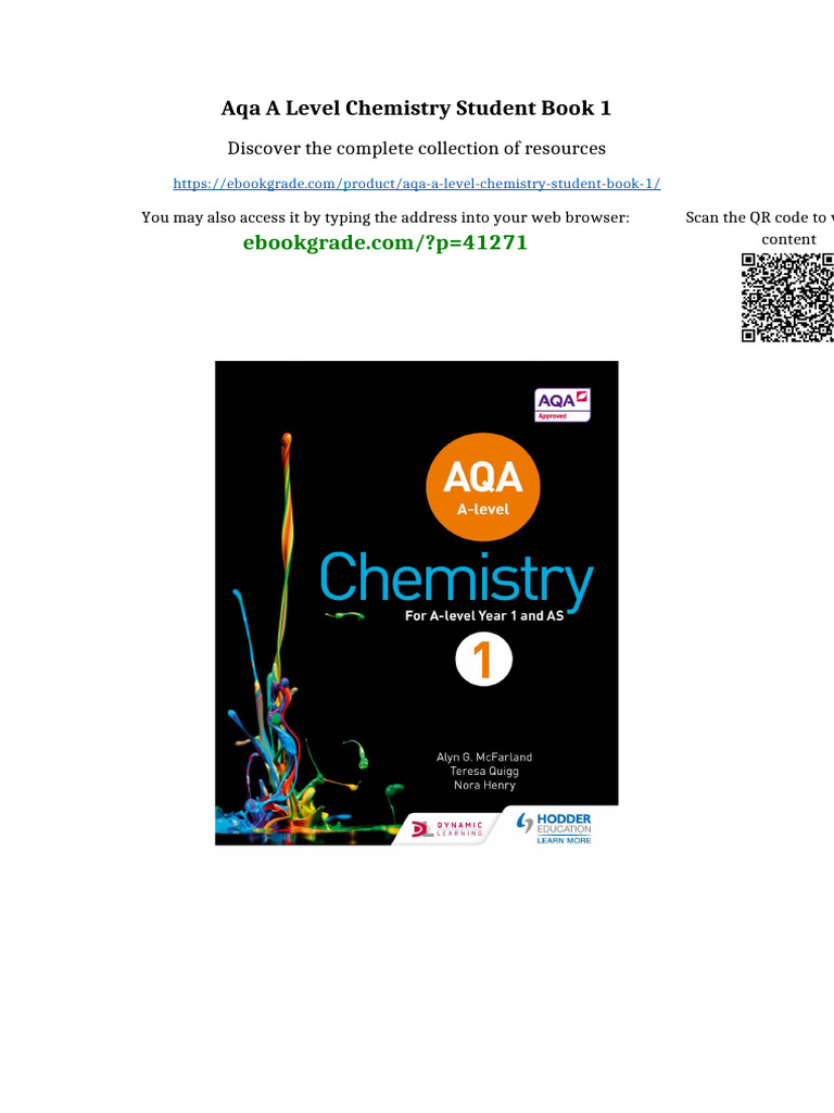 AQA A Level Chemistry Student Book 1 PDF Version | PDF