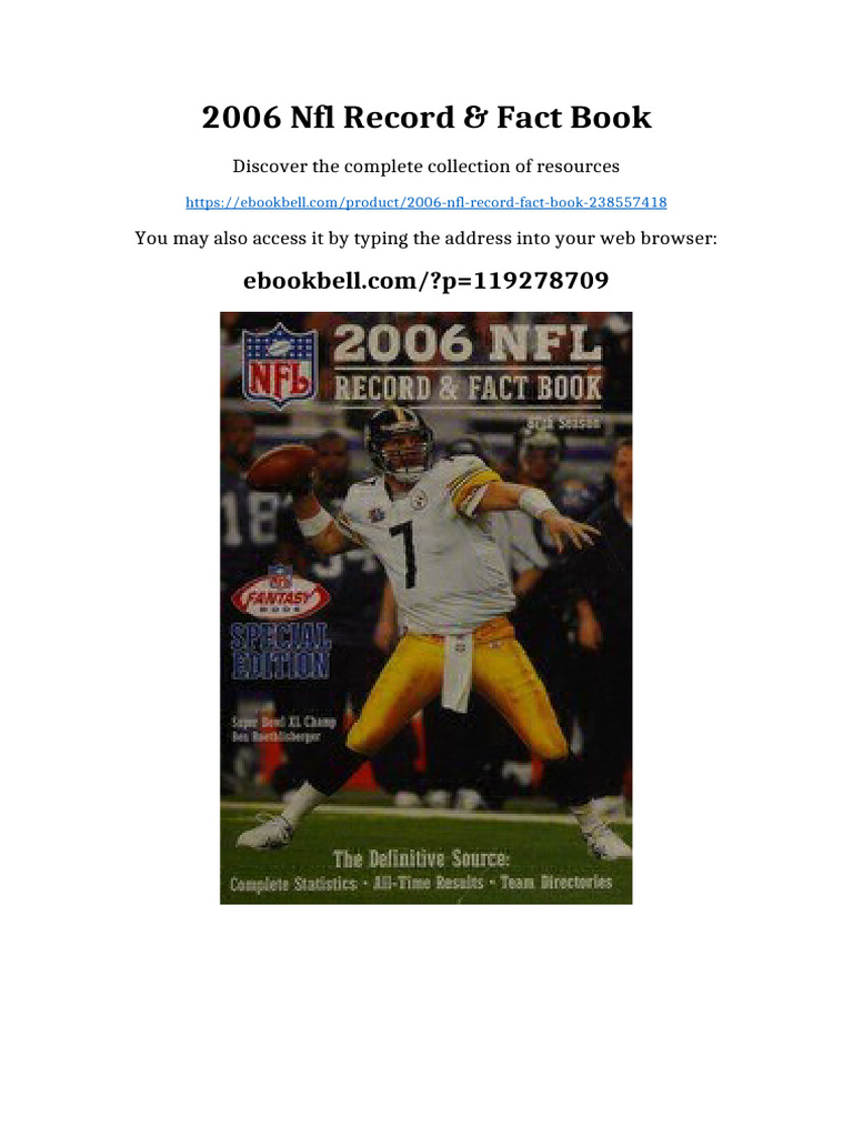 2006 NFL Record & Fact Book Digital Download | PDF | Intellectual ...