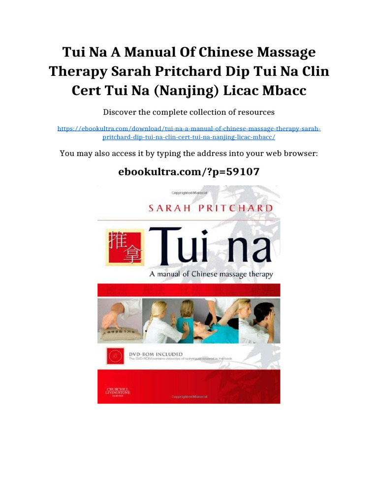 Tui Na A Manual of Chinese Massage Therapy Sarah Pritchard Dip Tui Na ...