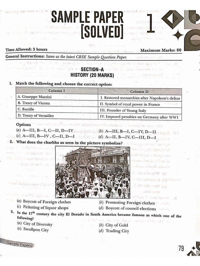 Class 10 SST Solved Sample Paper 1 | PDF