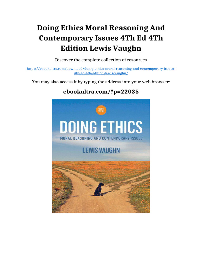 Doing Ethics Moral Reasoning and Contemporary Issues 4th Ed 4th Edition ...