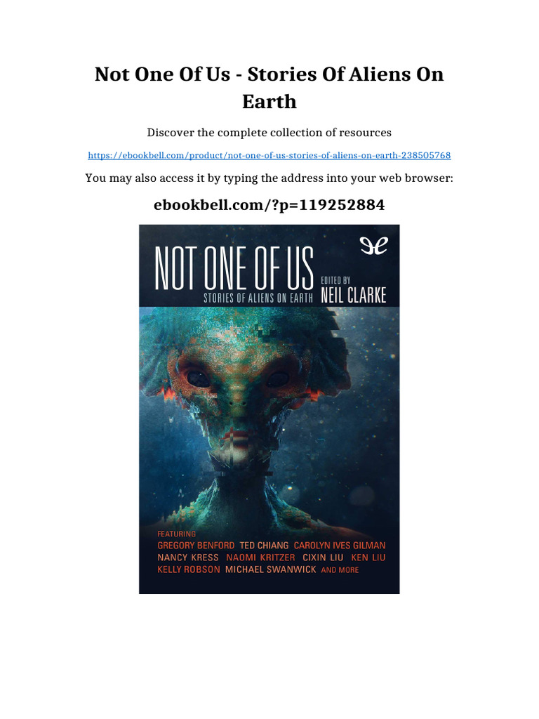 Not One of Us - Stories of Aliens On Earth Available Any Format | PDF ...