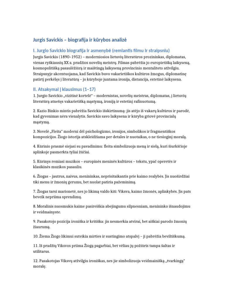 Jurgis Savickis Analize | PDF
