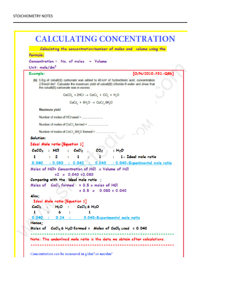 Stoichiometry Notes | PDF