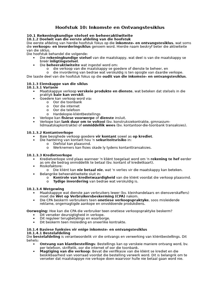 Hoofstuk 10 Opsomming Deel 1 | PDF