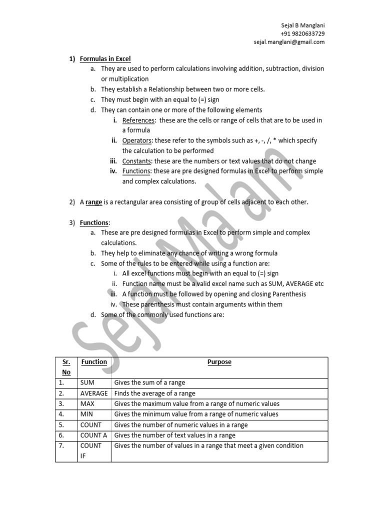Chapter 20 - Data Analysis - Notes On Formulas, Functions, References ...