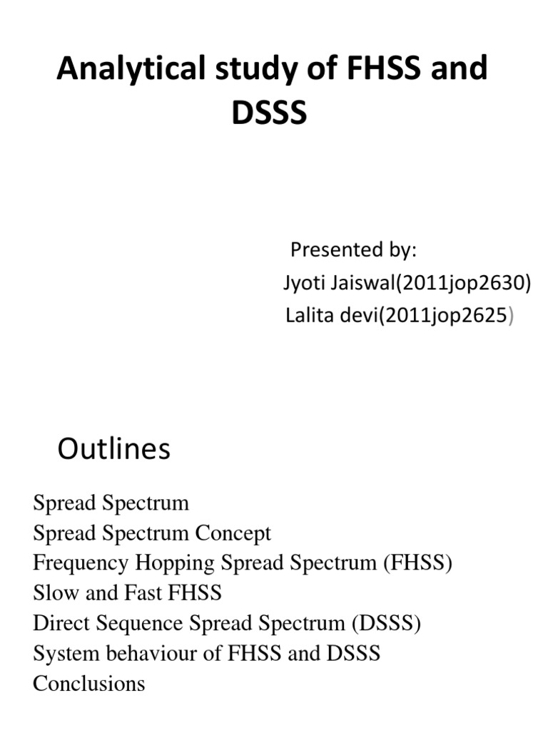 Analytical Study Of: FHSS and Dsss | PDF | Code Division Multiple ...