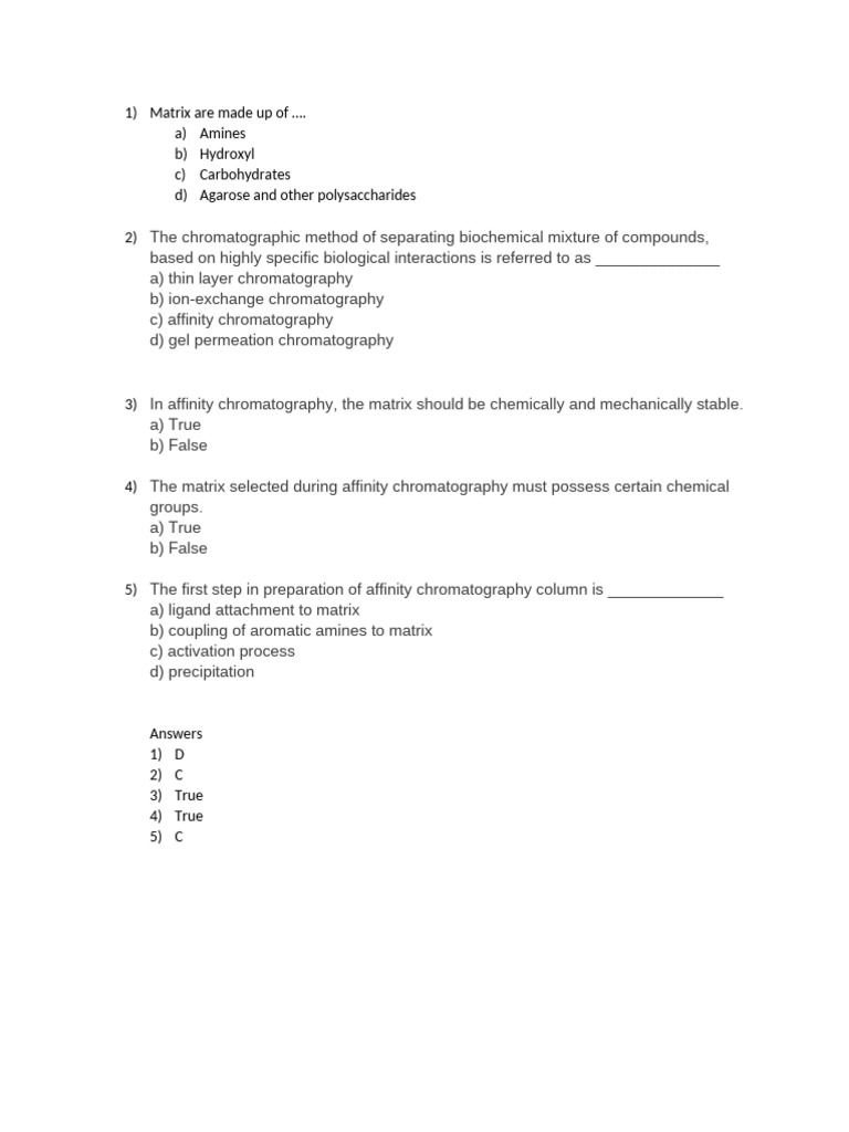 Affinity MCQ | PDF