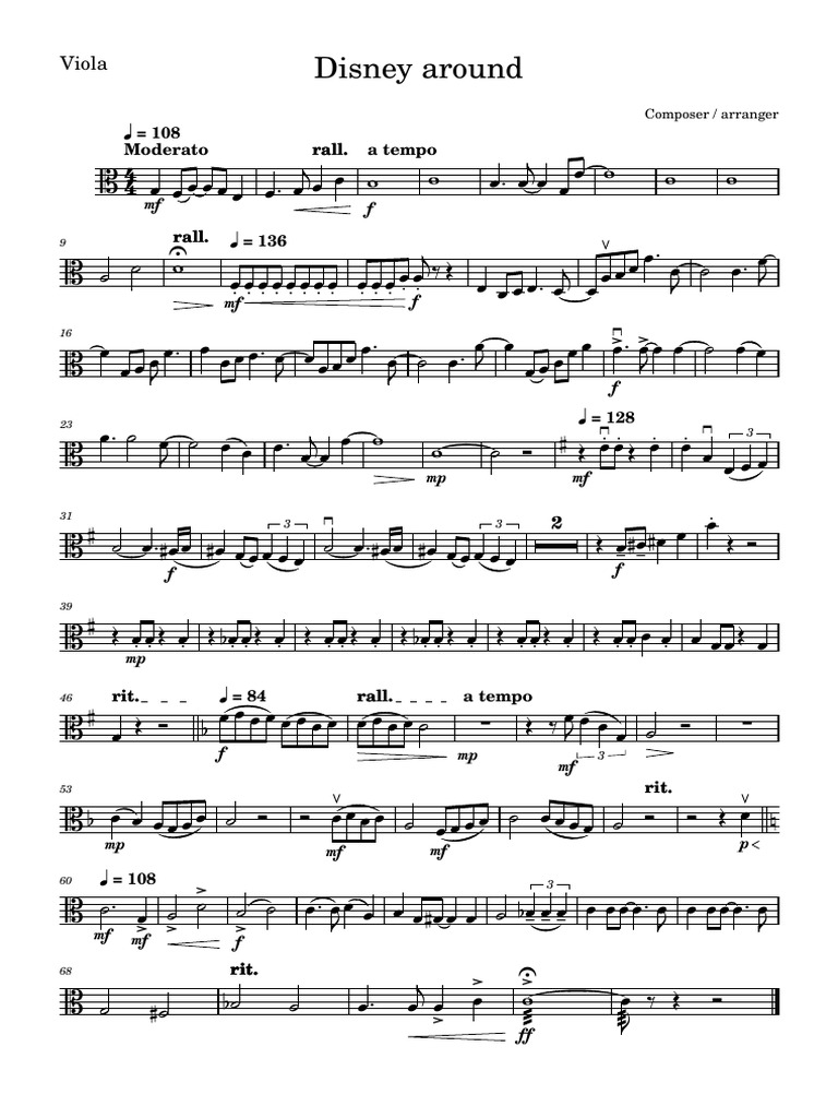 Disney Around Viola | PDF | Musical Forms | Musical Compositions