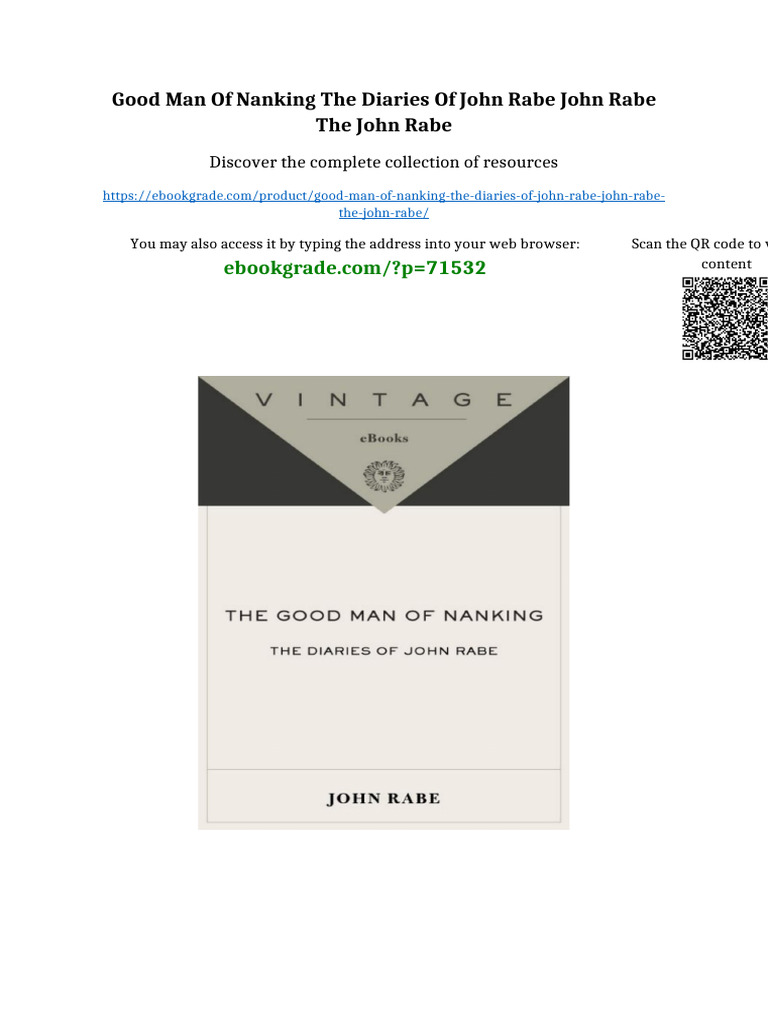 Good Man of Nanking The Diaries of John Rabe John Rabe The John Rabe ...