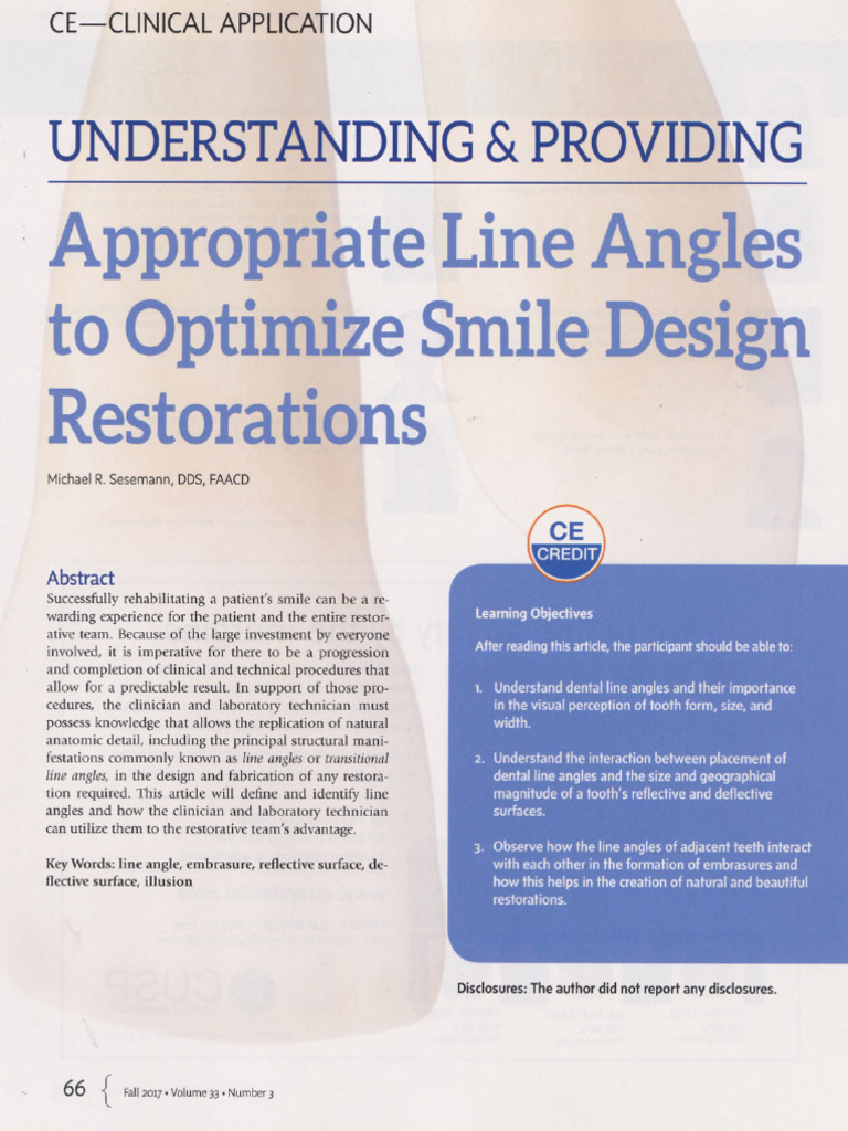 Appropriate Line Angles To Optimize Smile Design Restoration | PDF
