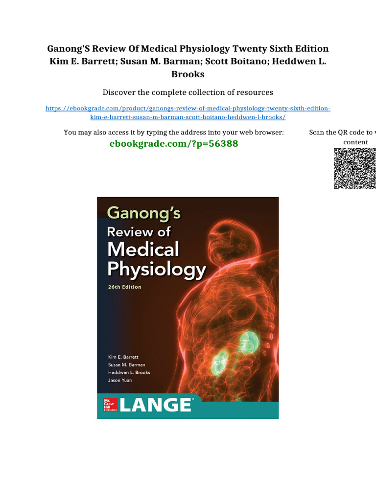 Ganong's Review of Medical Physiology Twenty sixth Edition Kim E ...