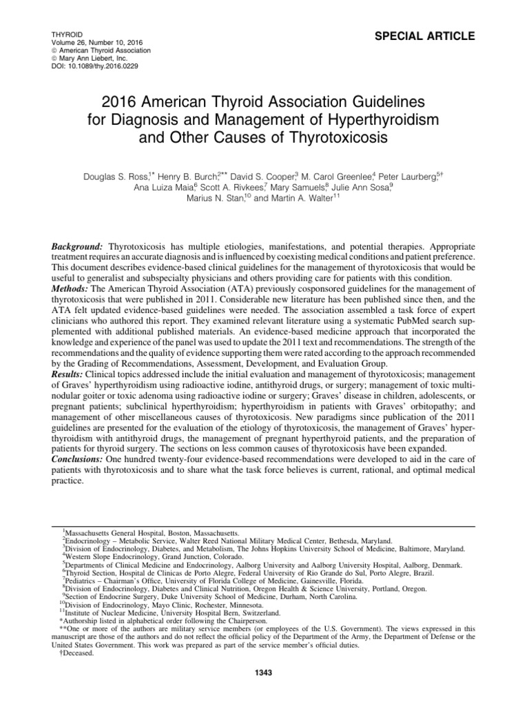 2016 2016 American Thyroid Association Guidelines for Diagnosis and ...