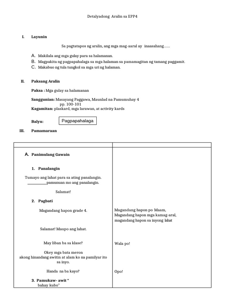 Detailed Lesson Plan in Epp 4 | PDF