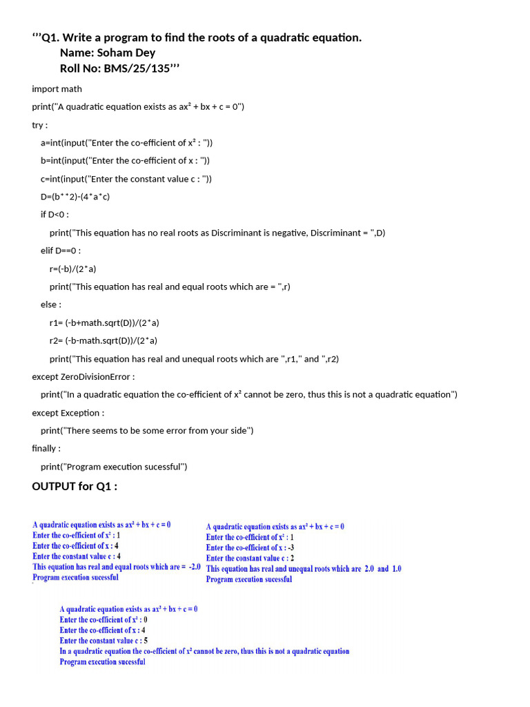 Consolidated Document (ALL CODES TOGETHER) | PDF | Quadratic Equation ...